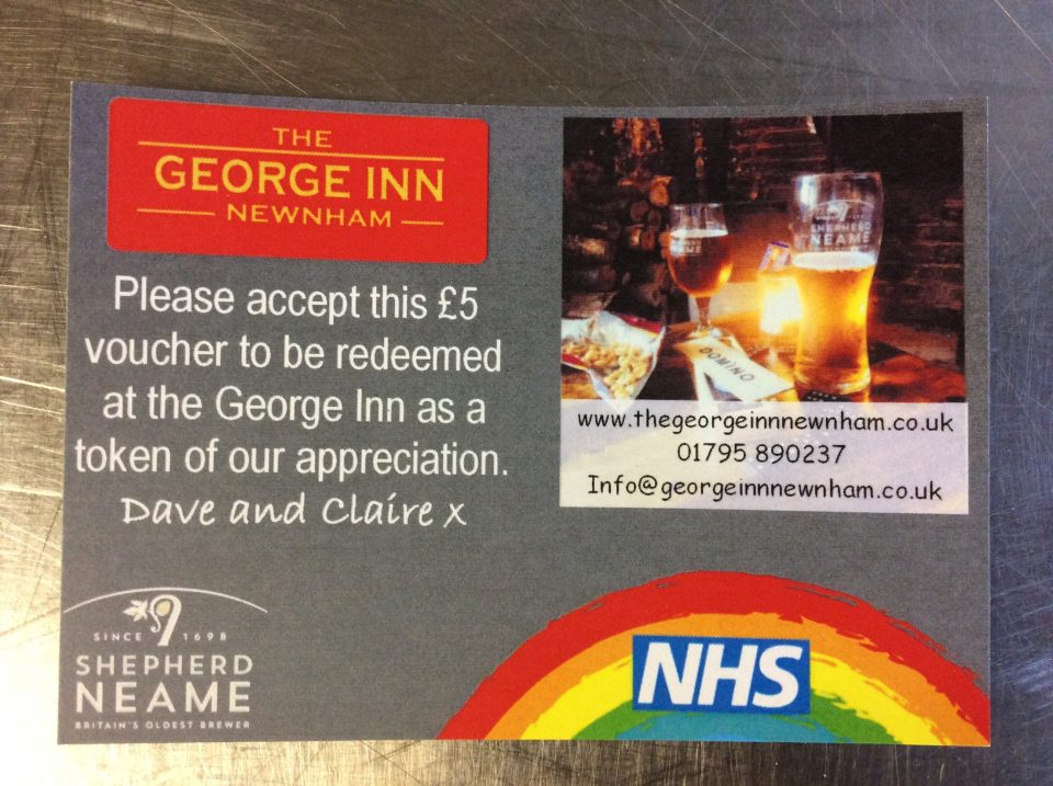 The George, Newnham, helping the NHS - Faversham Life